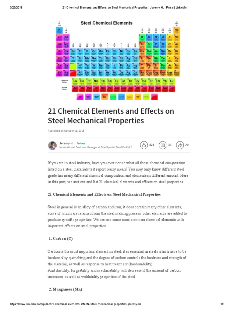 21 Chemical Elements and Effects On Steel Mechanical Properties ...