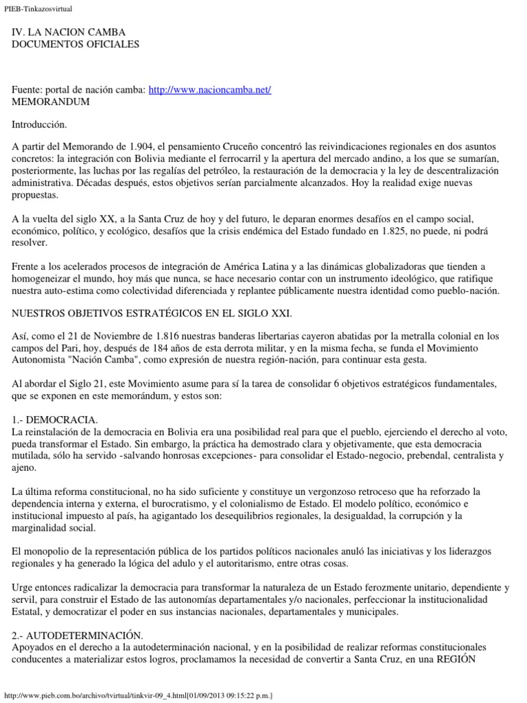 Memorandum Nación Camba | PDF | Nación | Autodeterminación