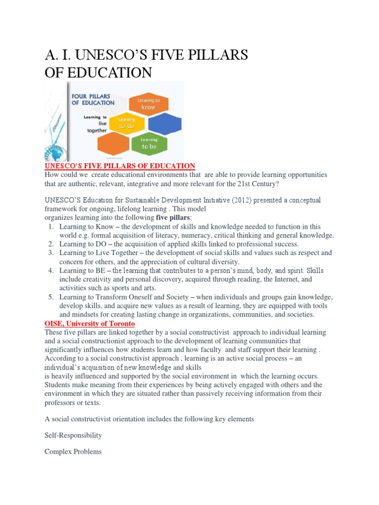 5 Pillars of Education | PDF | Constructivism (Philosophy Of Education ...