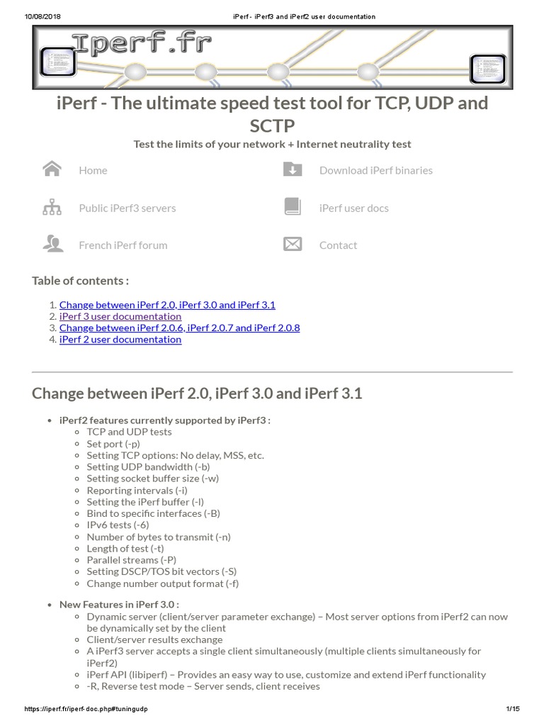 iPerf3 and iPerf2 User Documentation | PDF | Transmission Control Protocol | Port (Computer ...