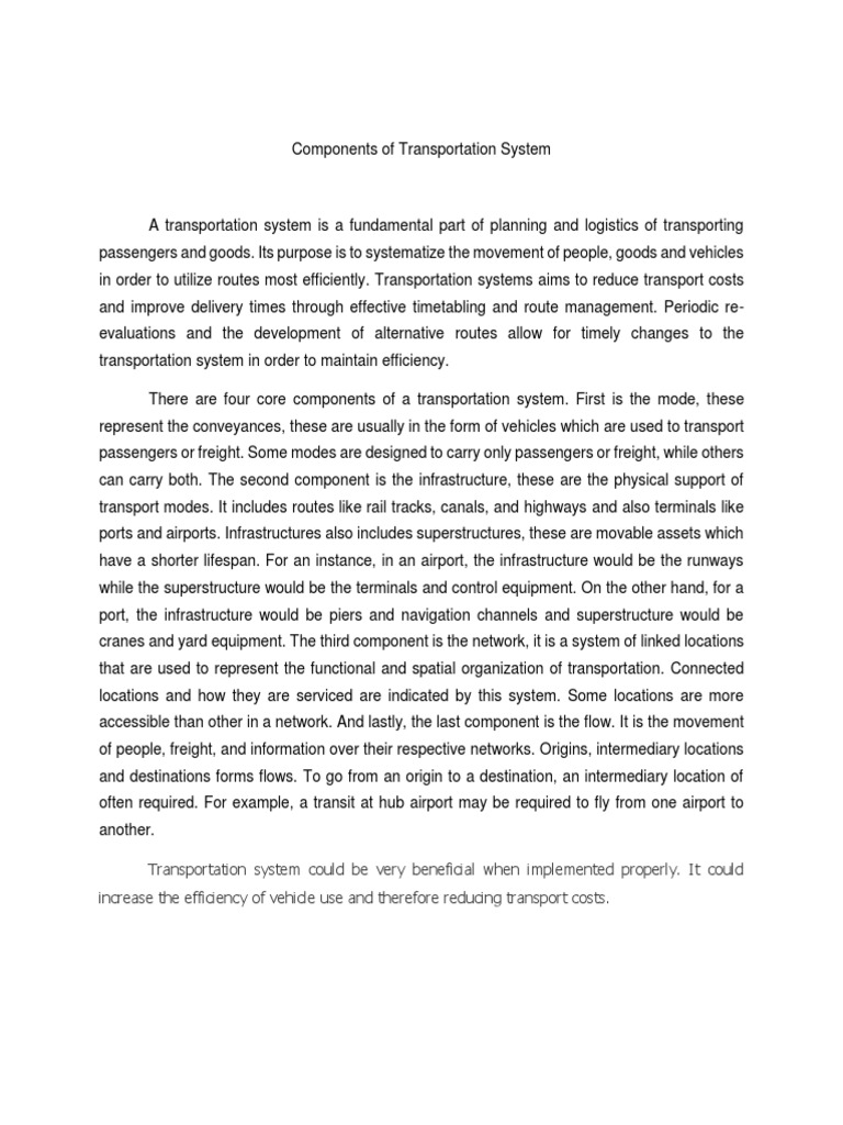 Components of Transportation System | PDF