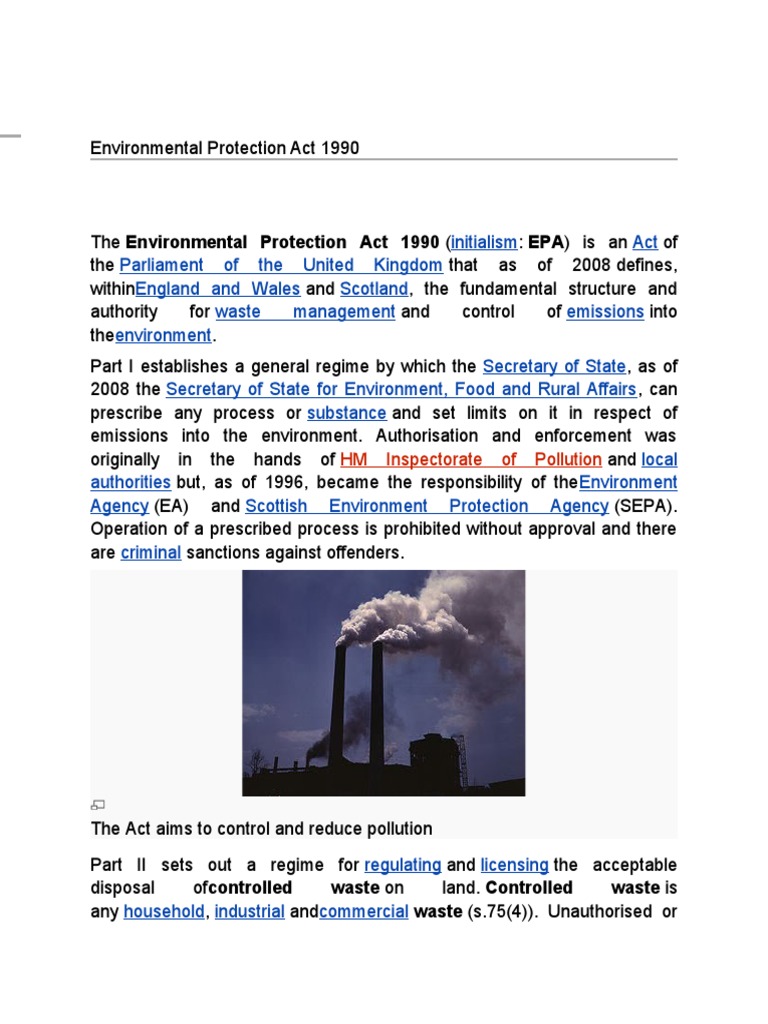 Environmental Protection Act 1990 | Download Free PDF | Government ...