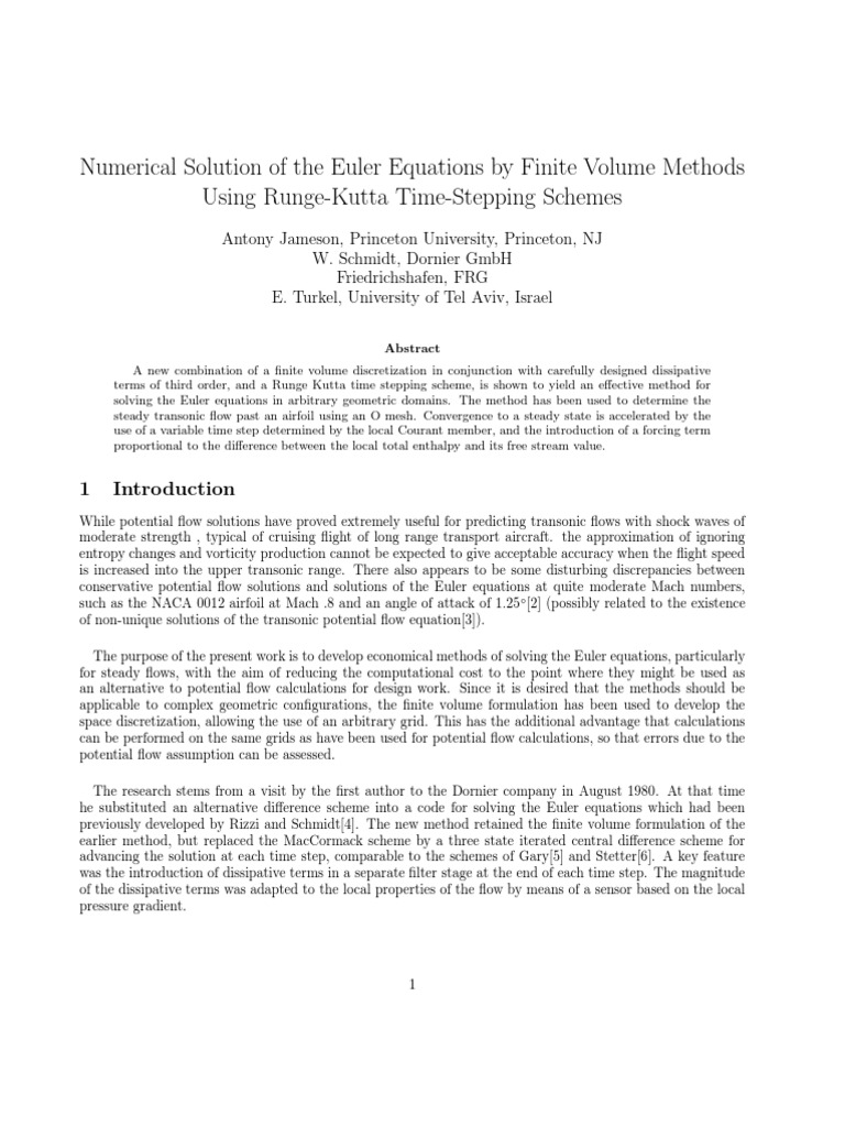 Numerical Solution of Euler Equation | PDF | Fluid Dynamics | Eigenvalues And Eigenvectors