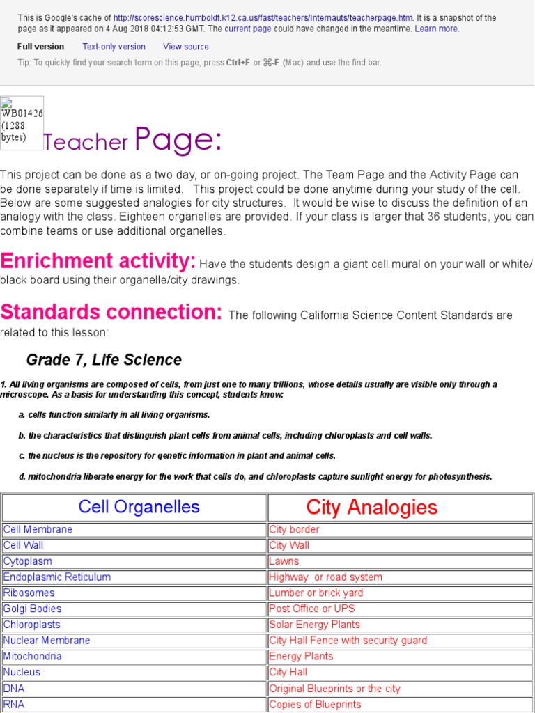 Cell As A City | Download Free PDF | Cell Nucleus | Cell (Biology)