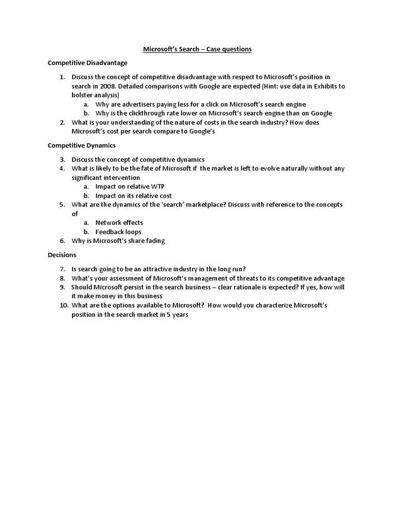 Microsoft's Search - Case Questions | PDF