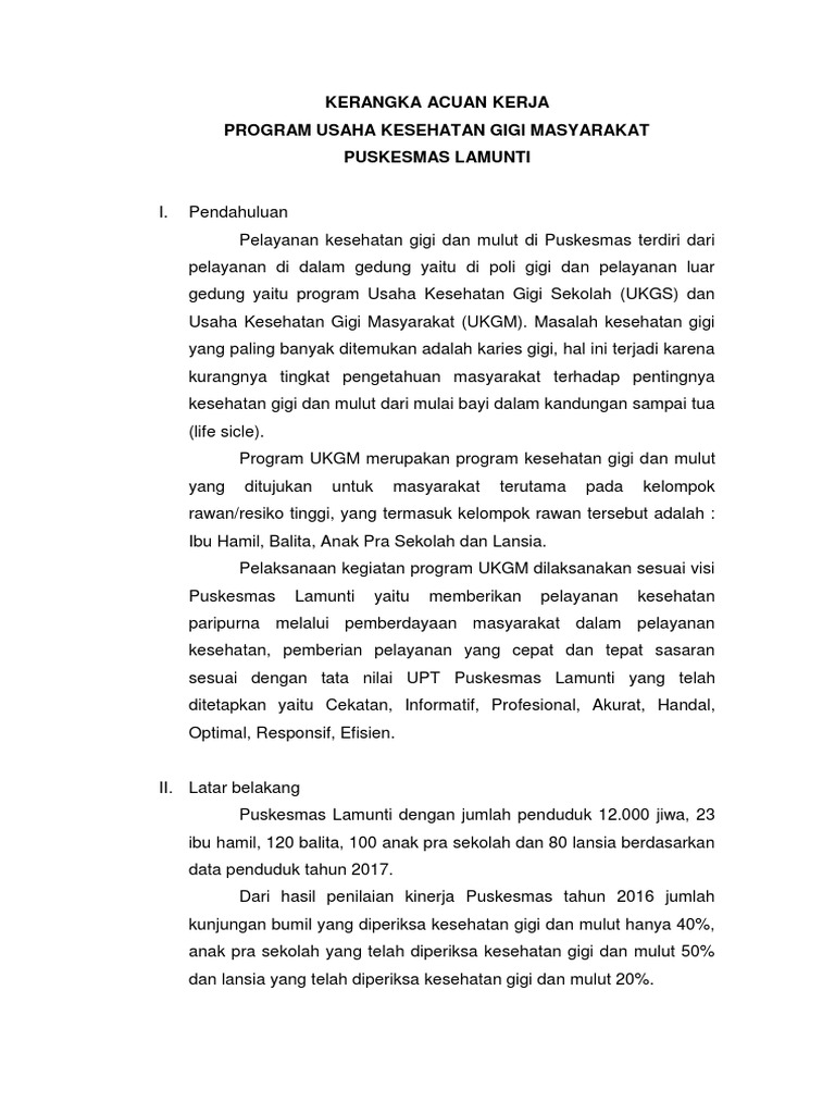 Contoh Kerangka Acuan Kerja-1 | PDF