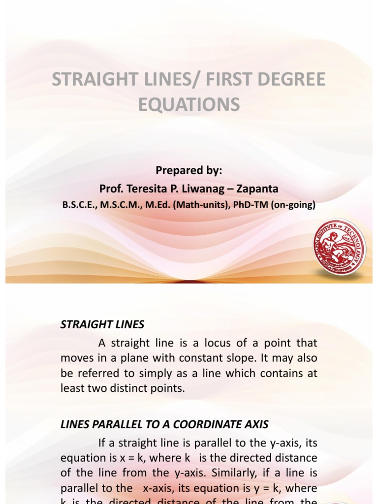 Straight Lines | PDF | Line (Geometry) | Slope