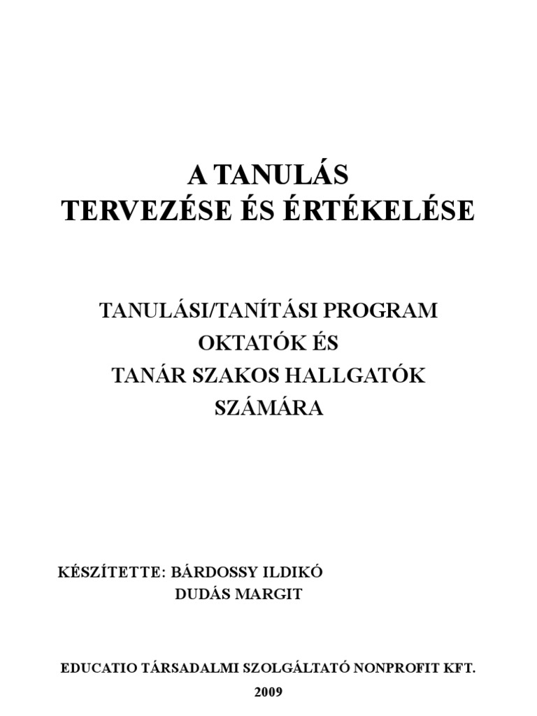 A Tanulas Tervezese Es Ertekelese | PDF