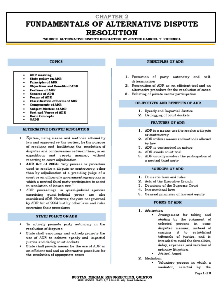 ADR Basics for Law Students | PDF | Alternative Dispute Resolution ...