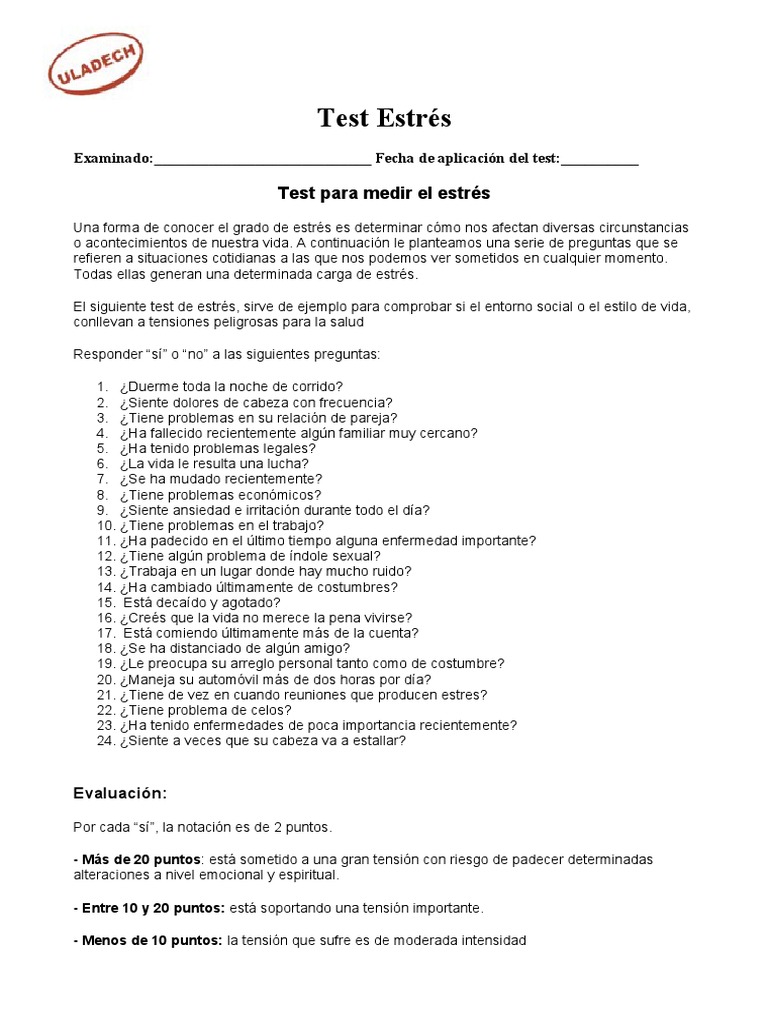 Test de Estres | PDF
