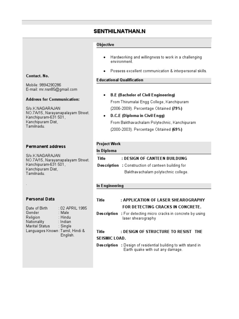 Senthil Resume Updated | PDF | Engineering | Science And Technology