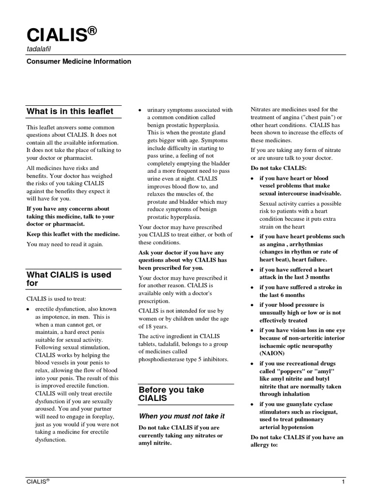 Cialis: What Is in This Leaflet | PDF | Diseases And Disorders | Medicine