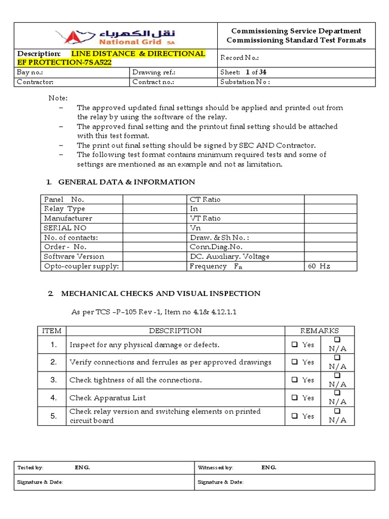 7sa Line Distance Relay Test | PDF | Relay | Electrical Substation