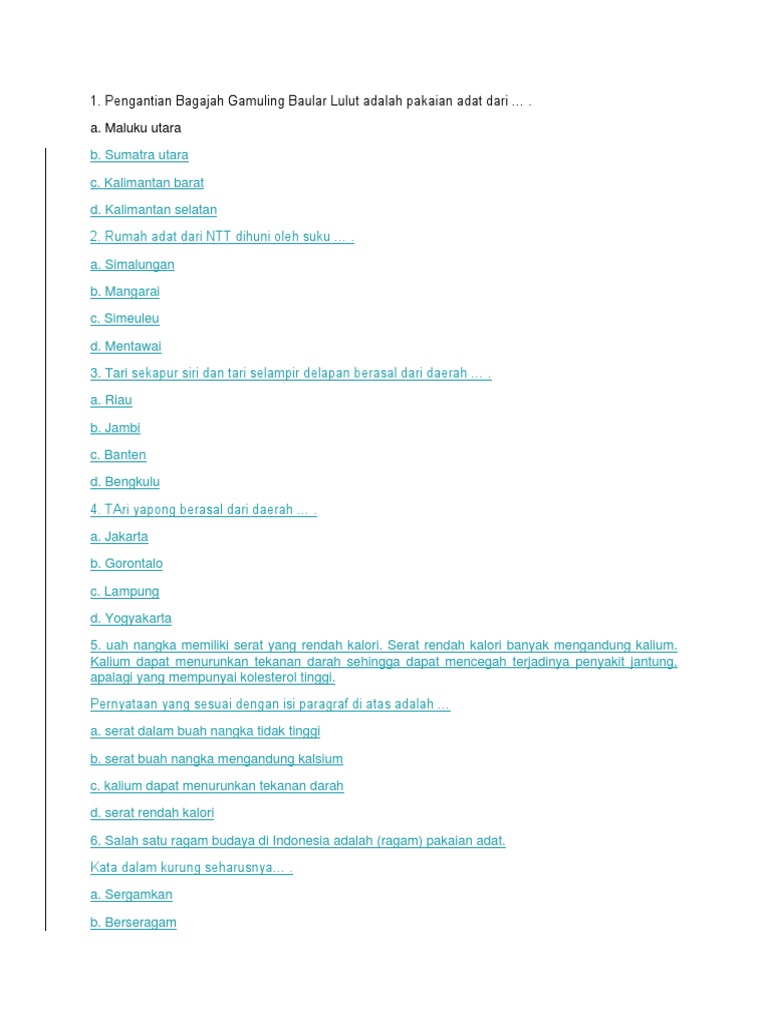 Soal Uh Tema 7 Sub.2 Kelas 4 | PDF