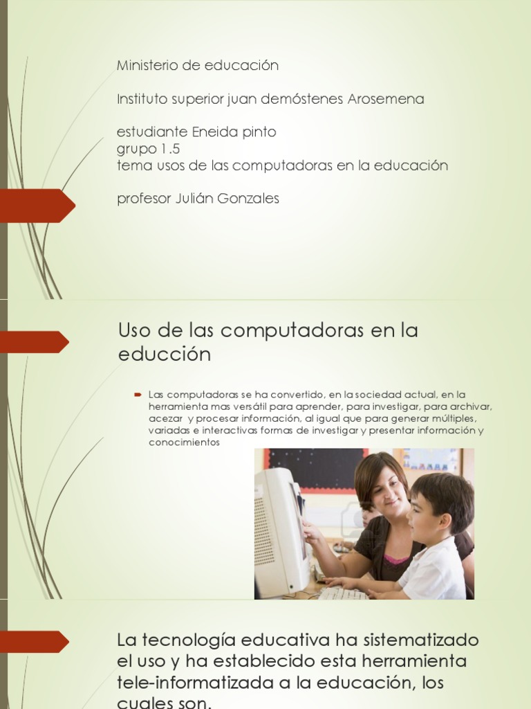 Uso de Las Computadoras en La Educacion | PDF | Maestros | Hardware de ...