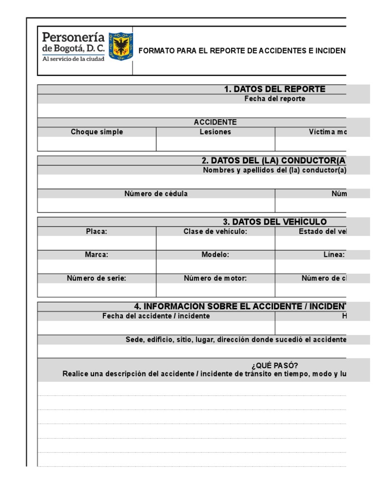 09-FR-10 Reporte Accidente Incidente de Transito Antes 10-RE-10 y 09-RE ...