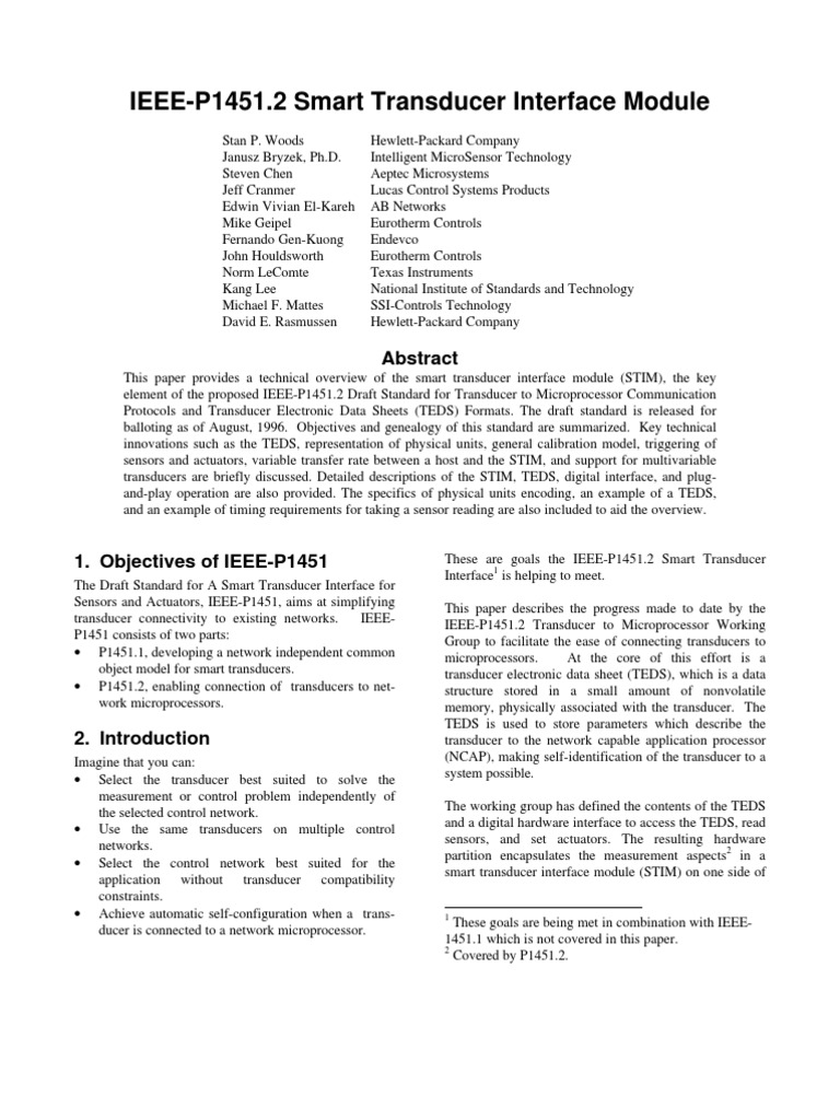 IEEE-P1451.2 Smart Transducer Interface Module | PDF | Microcontroller ...