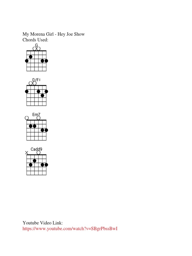 My Morena Girl - Hey Joe Show Chords Used | PDF | Leisure