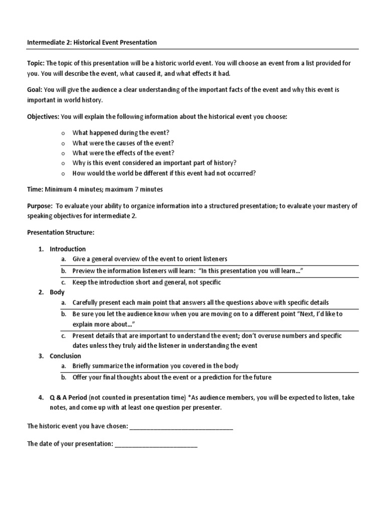 Explaining the Causes and Consequences of a Significant Historical ...