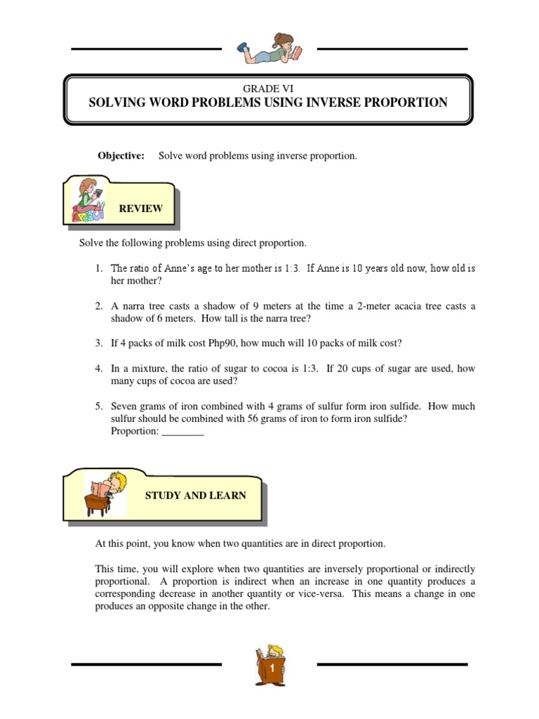 Word Problems Using Inverse Proportion | PDF | Ratio | Iron