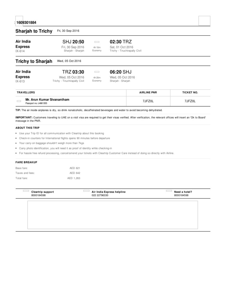 Cleartrip Flight E-Ticket | PDF | Identity Document | Aviation