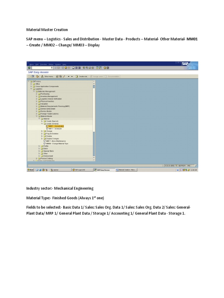 SAP SD Material Creation | PDF