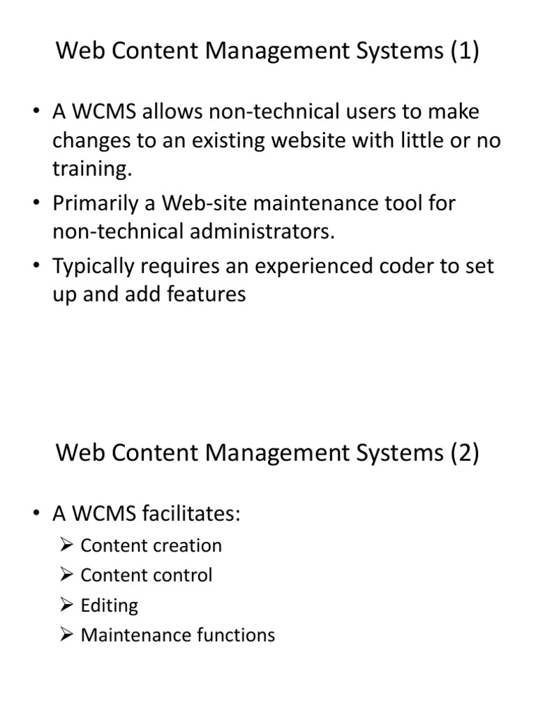 Overview of Web Content Management Systems | PDF | Websites | World ...