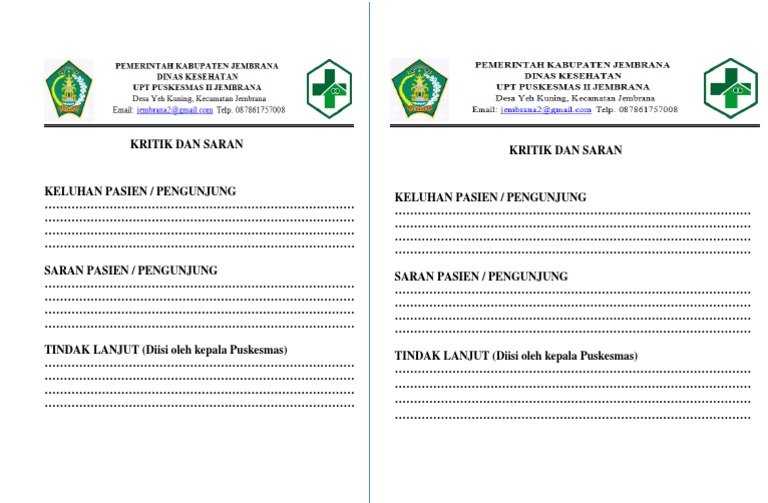 Form Kritik Dan Saran | PDF