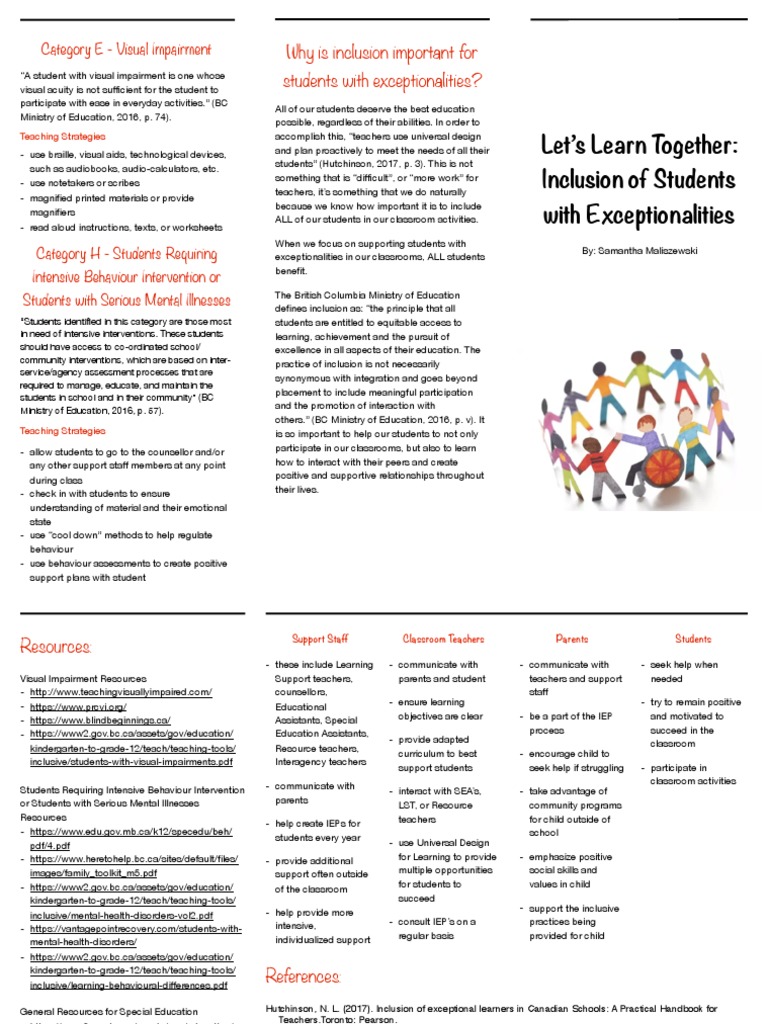 special education handout | Inclusion (Education) | Special Education