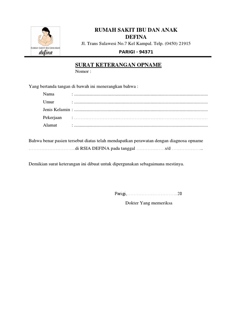 Surat Keterangan Opname | PDF
