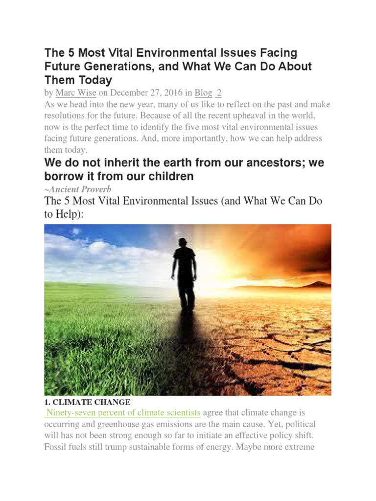 The 5 Most Vital Environmental Issues Facing Future Generations, and ...