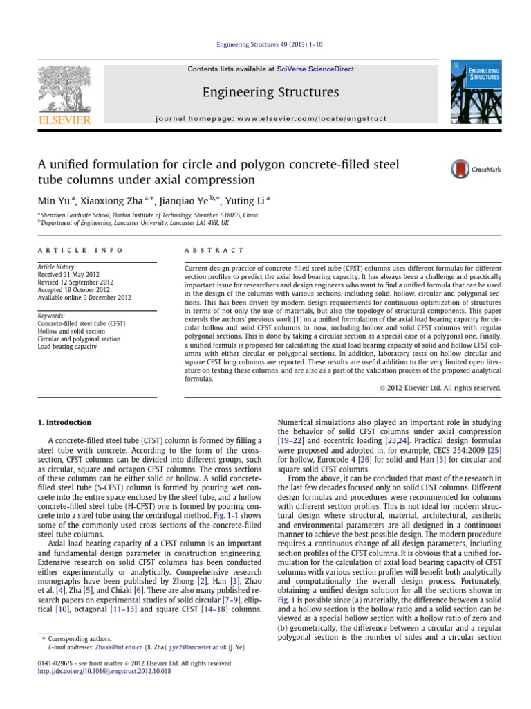 A Unified Formulation For Circle and Polygon Concrete-Filled Steel Tube ...