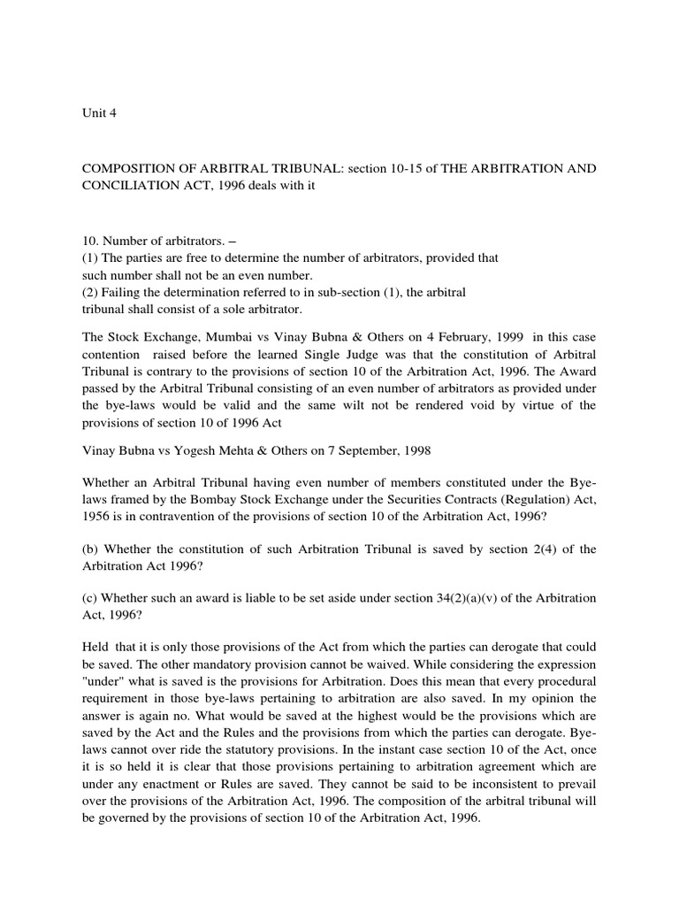 Unit 4. ADR | PDF | Arbitral Tribunal | Arbitration