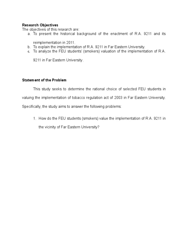 thesis sample statement of problem