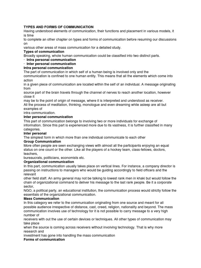 Types and Forms of Communication | PDF | Nonverbal Communication | Body ...