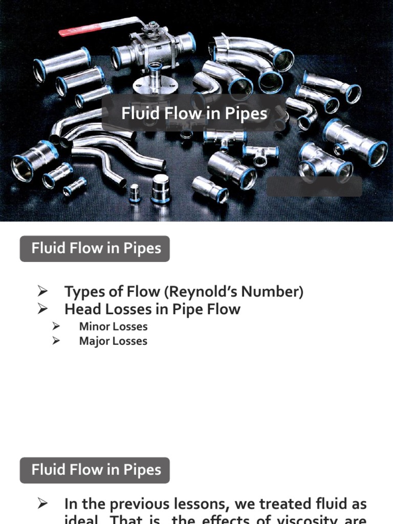 Fluid Flow in Pipes | PDF | Fluid Dynamics | Viscosity