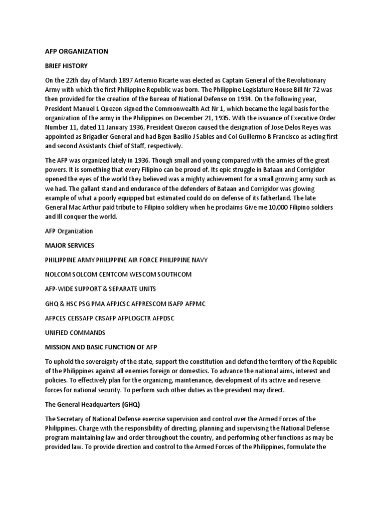Afp Organization | PDF | Staff (Military) | Juan Ponce Enrile