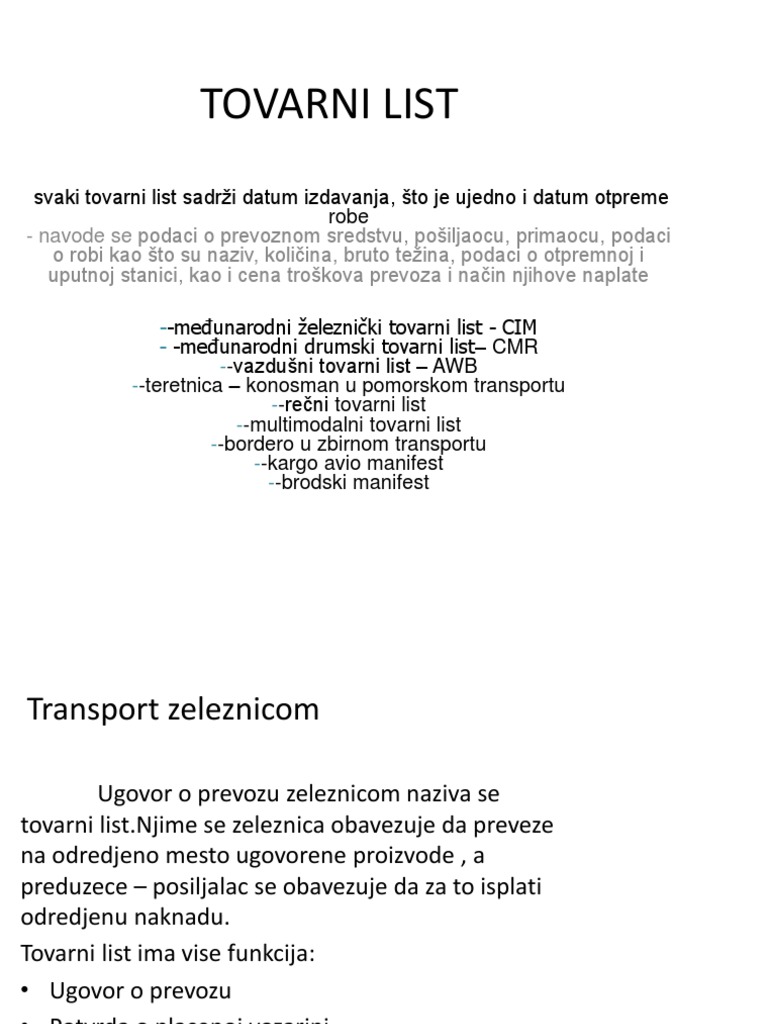 Tovarni List | PDF