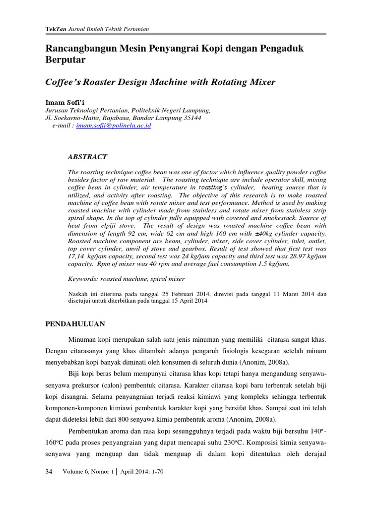 Rancang Bangun Roaster Kopi | PDF