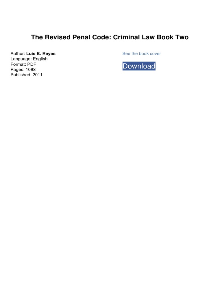 The Revised Penal Code Criminal Law Book Two by Luis B Reyes PDF | PDF