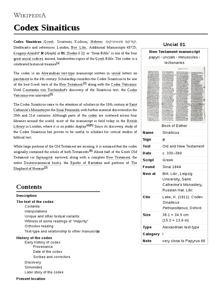 Codex Vaticanus | PDF | Writing | New Testament