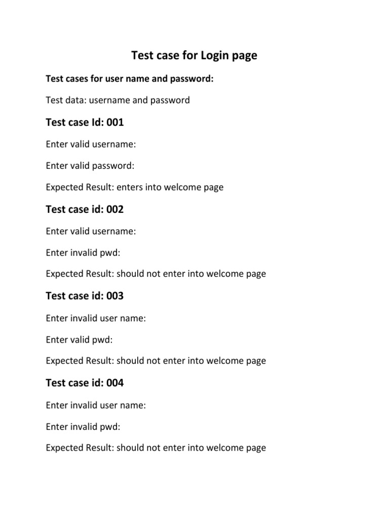 Login Page Test Case Examples | PDF | User (Computing) | Password