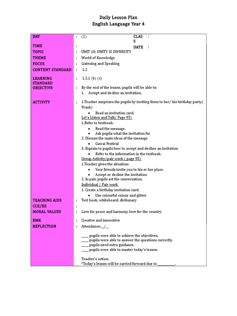 Unit 10 | PDF | Textbook | Lesson Plan