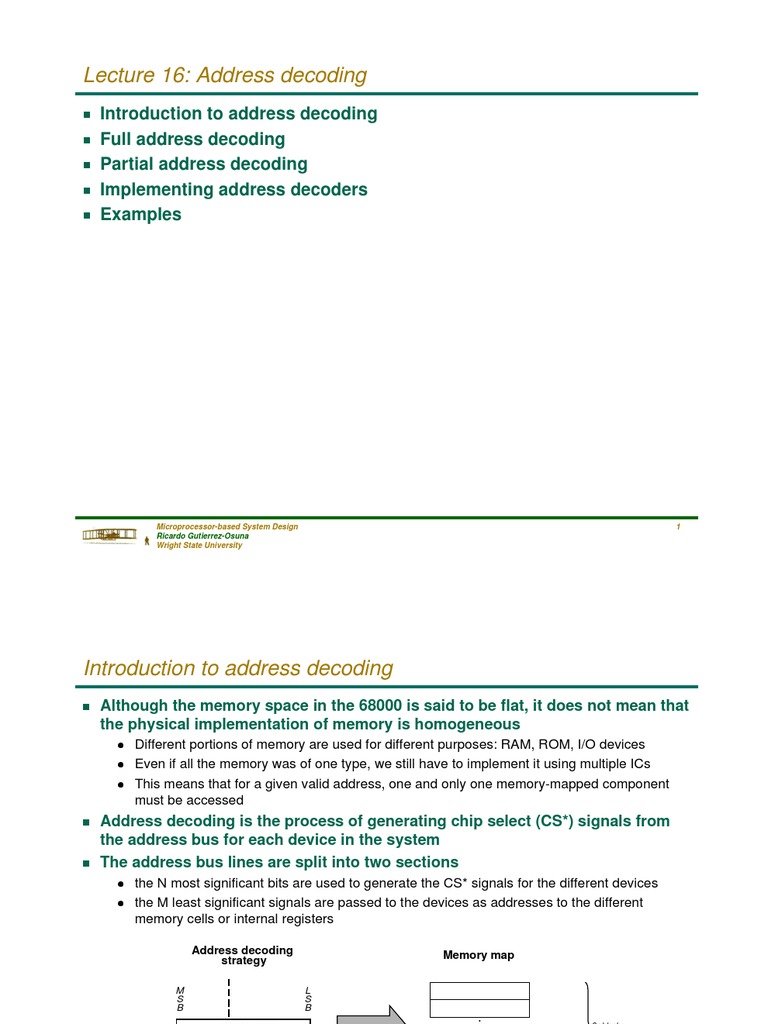Address Decoding | Download Free PDF | Computer Memory | Digital Electronics