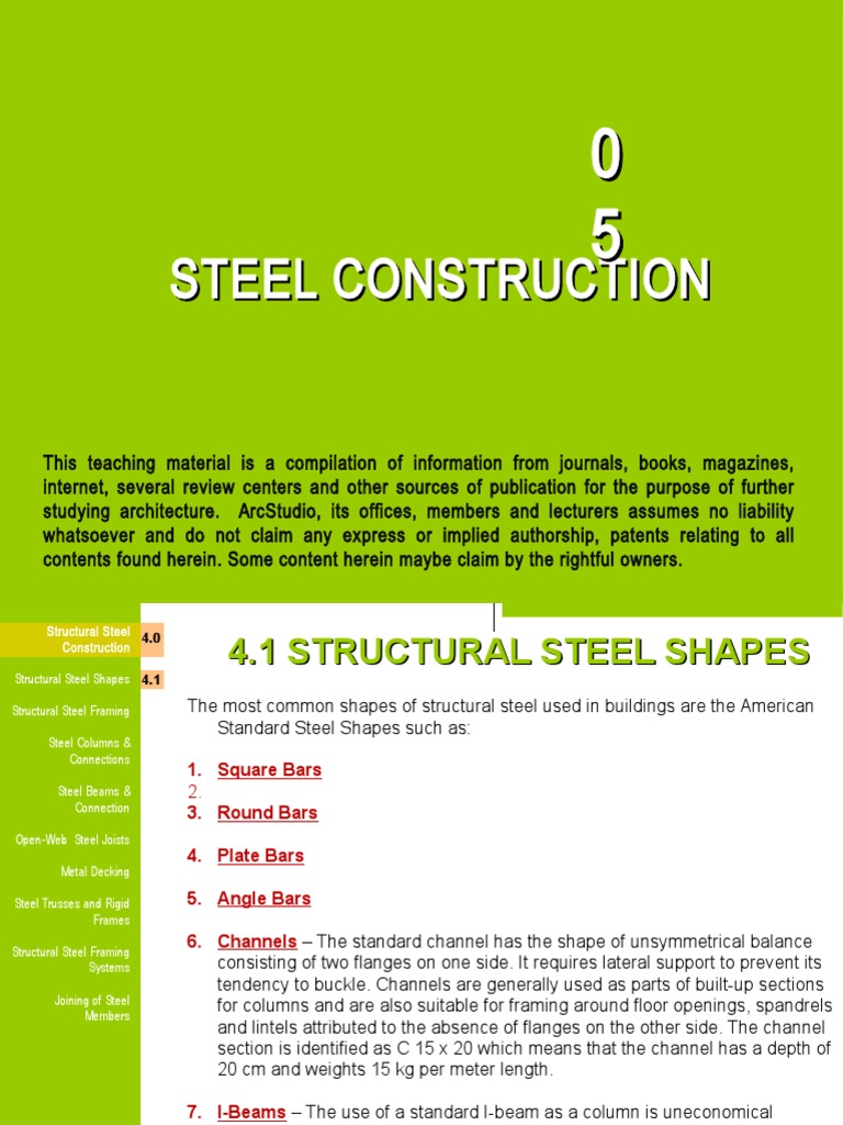 Structural Steel Construction Overview | PDF | Truss | Framing ...