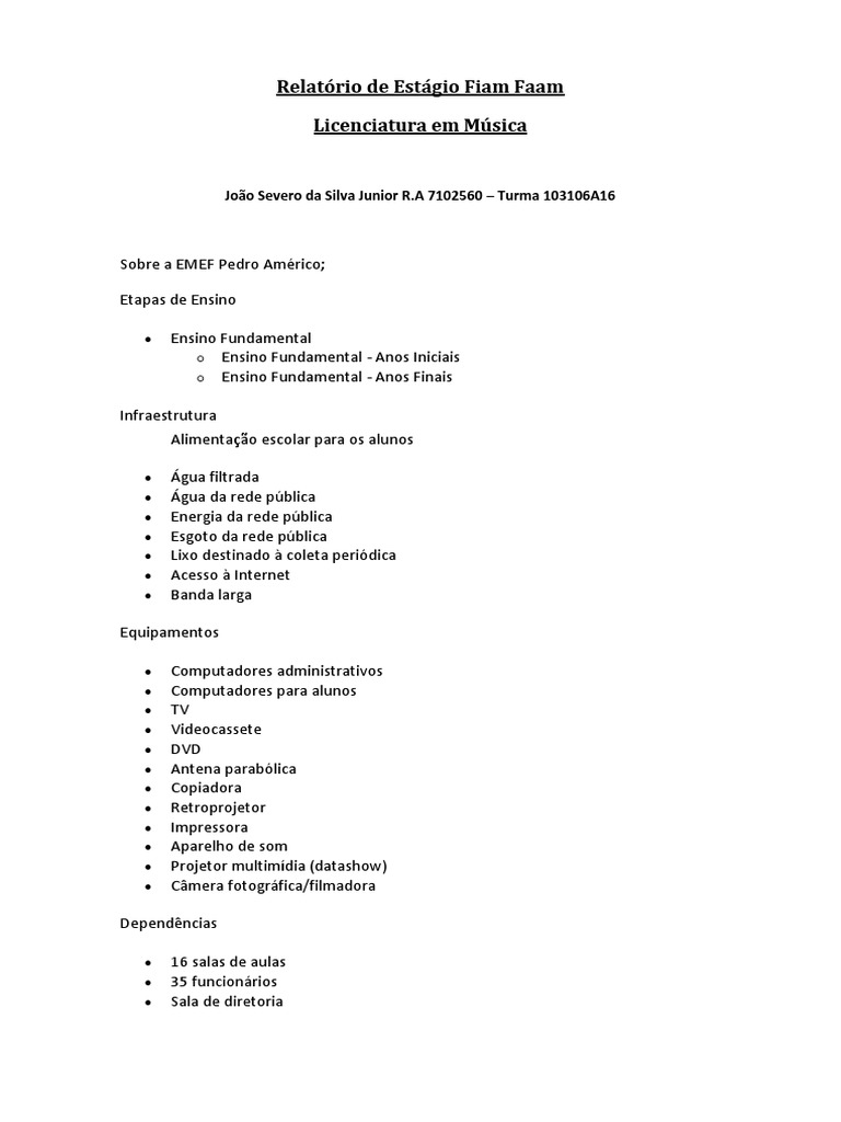 Relatório de Estágio Fiam Faam | PDF