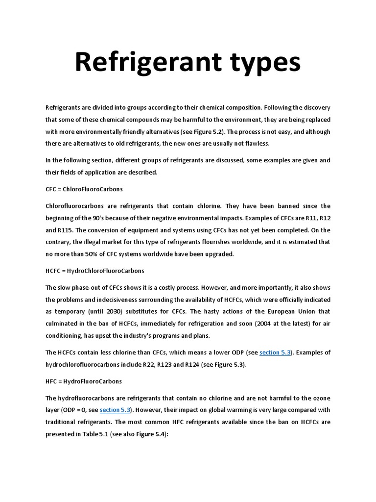 Refrigerant Types | PDF | Chlorofluorocarbon | Heating, Ventilating ...