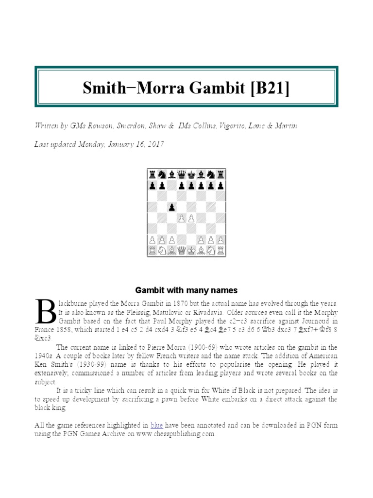 Morra Gambit | PDF | Chess Openings | Chess