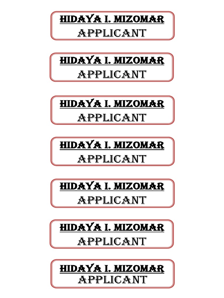 Applicant: Hidaya I. Mizomar | PDF | Business
