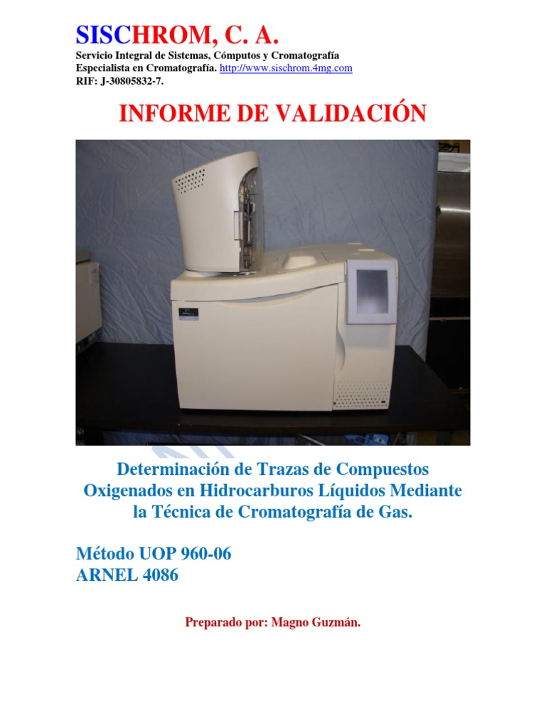 Informe de Validación_uop-960 | PDF | Cromatografía | Cromatografía de ...